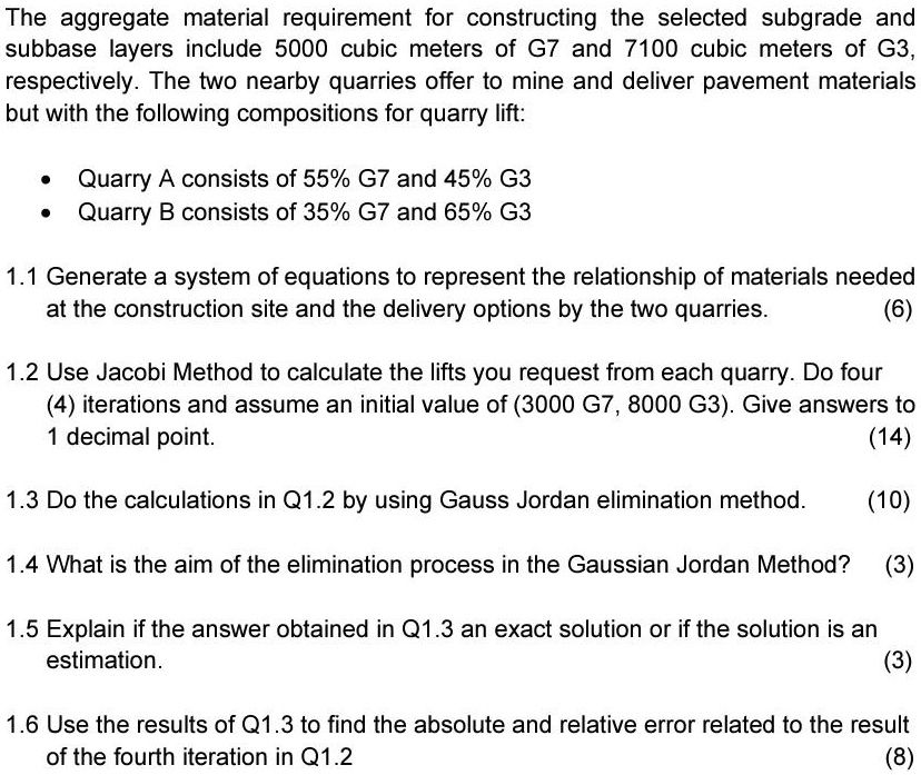 SOLVED: The aggregate material requirement for constructing the selected subgrade and subbase ...