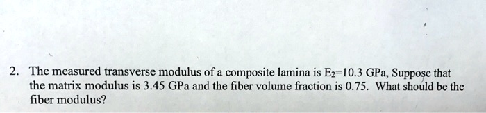 2. The measured transverse modulus of a composite lamina is E2=10.3 GPa ...