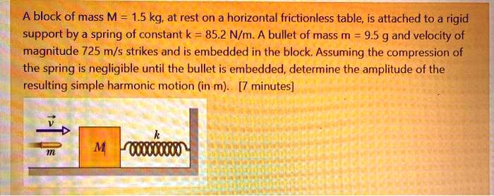 a block of mass m 15 kg at rest on a horizontal frictionless table is attached to a rigid ...