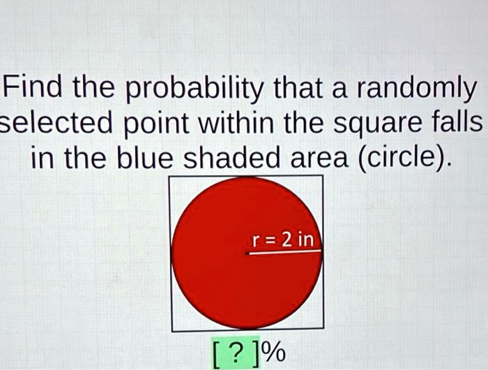 Find the probability that a randomly selected point within the square falls in the blue shaded ...