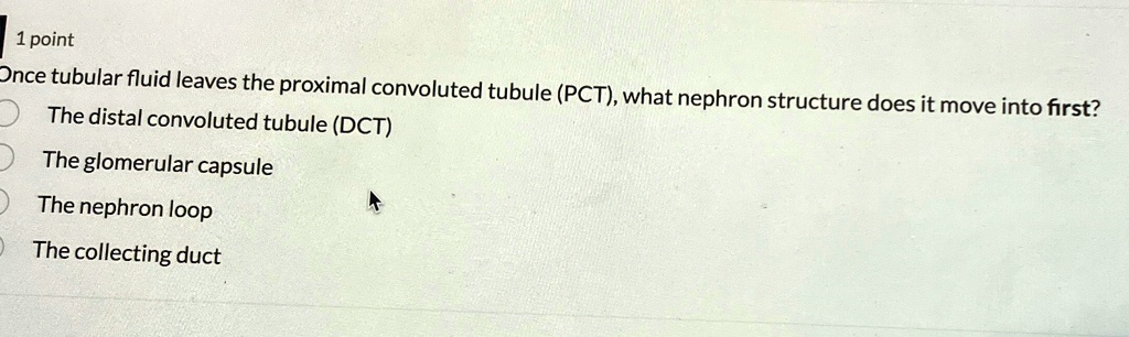 1 point once tubular fluid leaves the proximal convoluted tubule pct ...