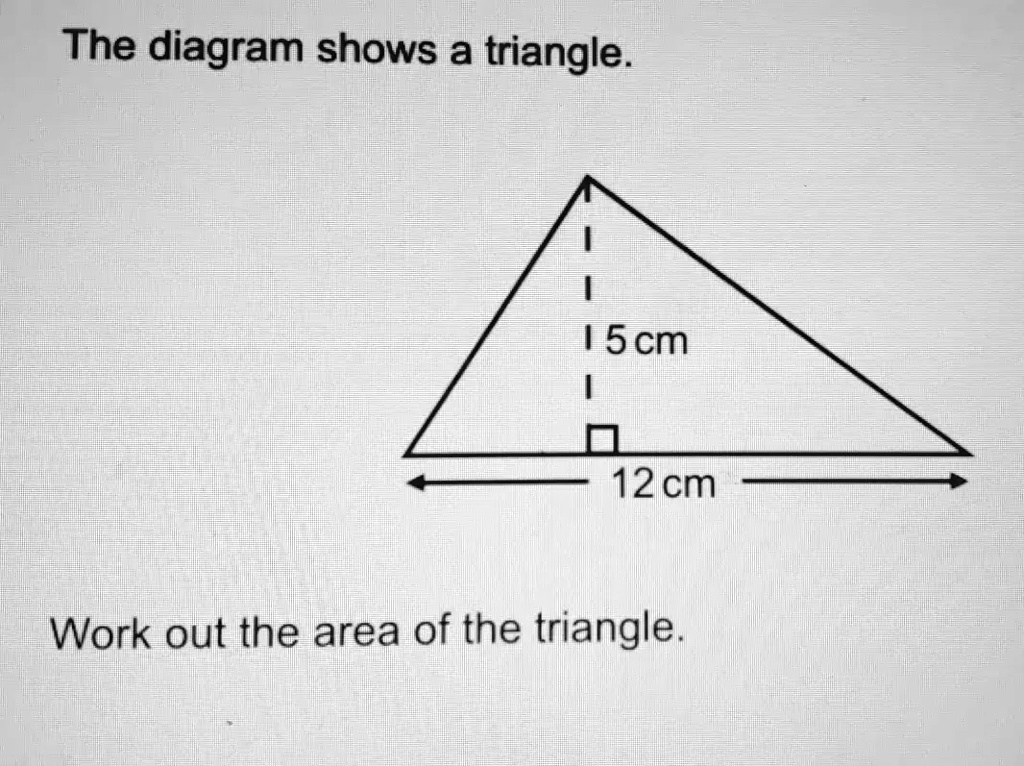 SOLVED: The diagram shows a triangle 15 cm 12 cm Work out the area of ...