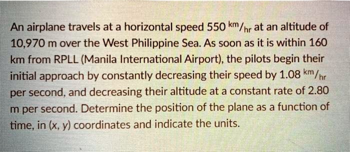 SOLVED: An airplane travels at a horizontal speed 550 km /hr at an ...