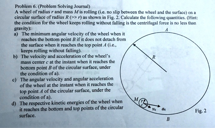 SOLVED: Problem 6. (Problem Solving Journal) A wheel of radius r and ...