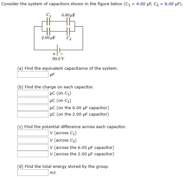 consider the system of capacitors shown in the figure below c1 400 uf cz 600 pf 200 lf 900 v ...