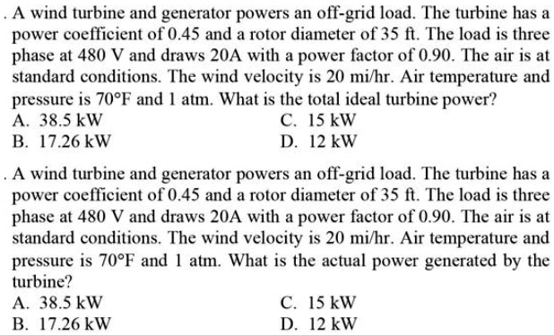. A wind turbine and generator powers an off-grid load. The turbine has ...