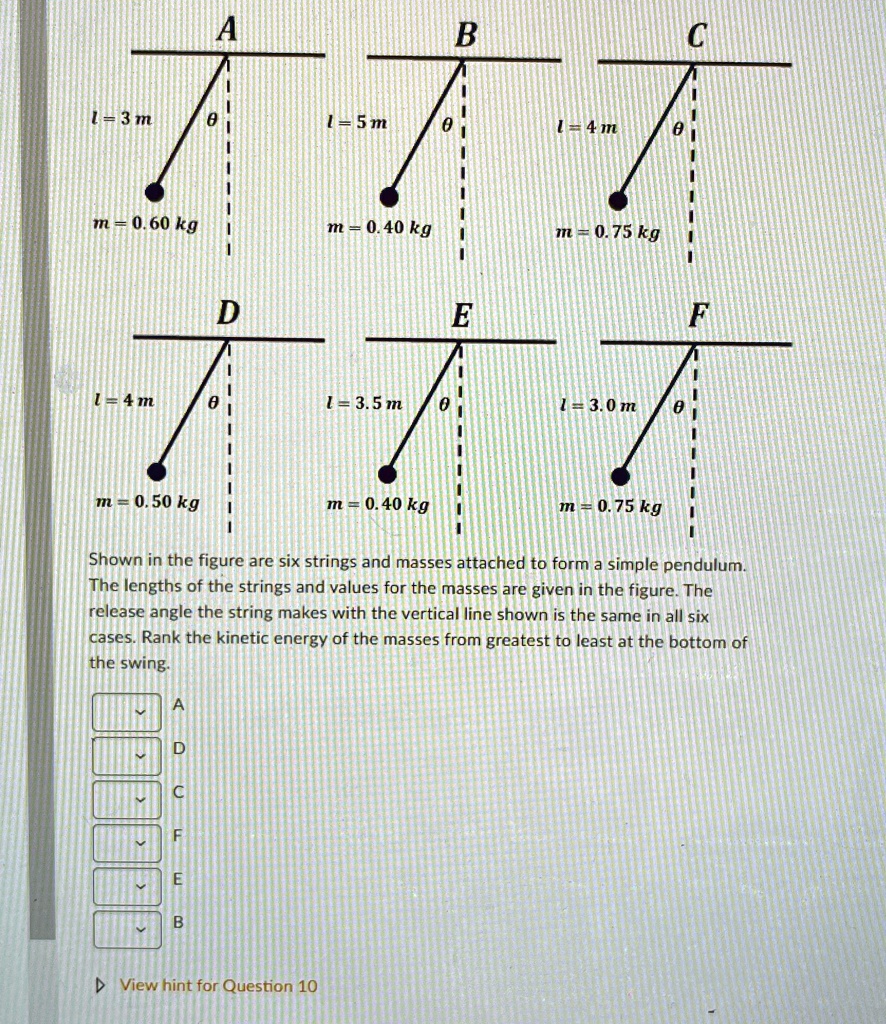 VIDEO solution: Shown in the figure are six strings and masses attached ...