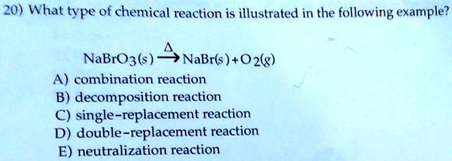 SOLVED: 20) What type of chemical reaction is illustrated in the ...
