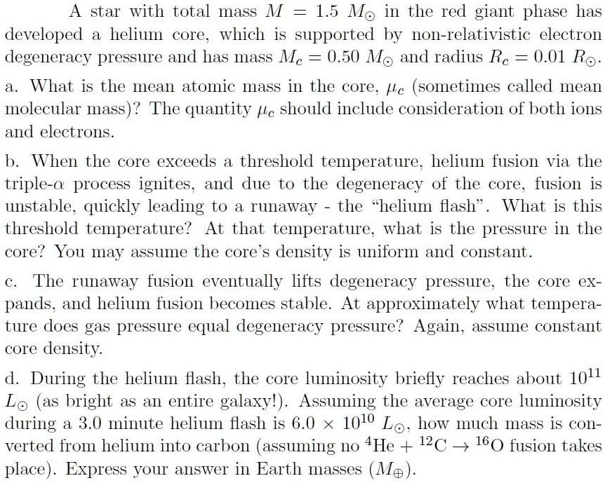a star with total mass m 15 mo in the red giant phase has developed ...