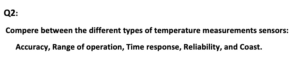 SOLVED: Q2: Compere between the different types of temperature ...