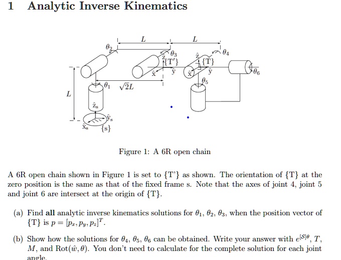 SOLVED: Text: Analytic Inverse Kinematics Figure 1: A 6R open chain A 6R open chain shown in ...