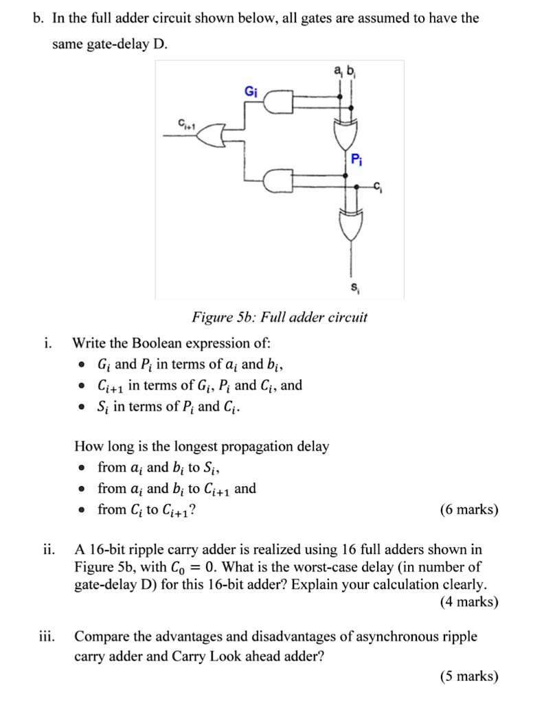b in the full adder circuit shown below all gates are assumed to have ...