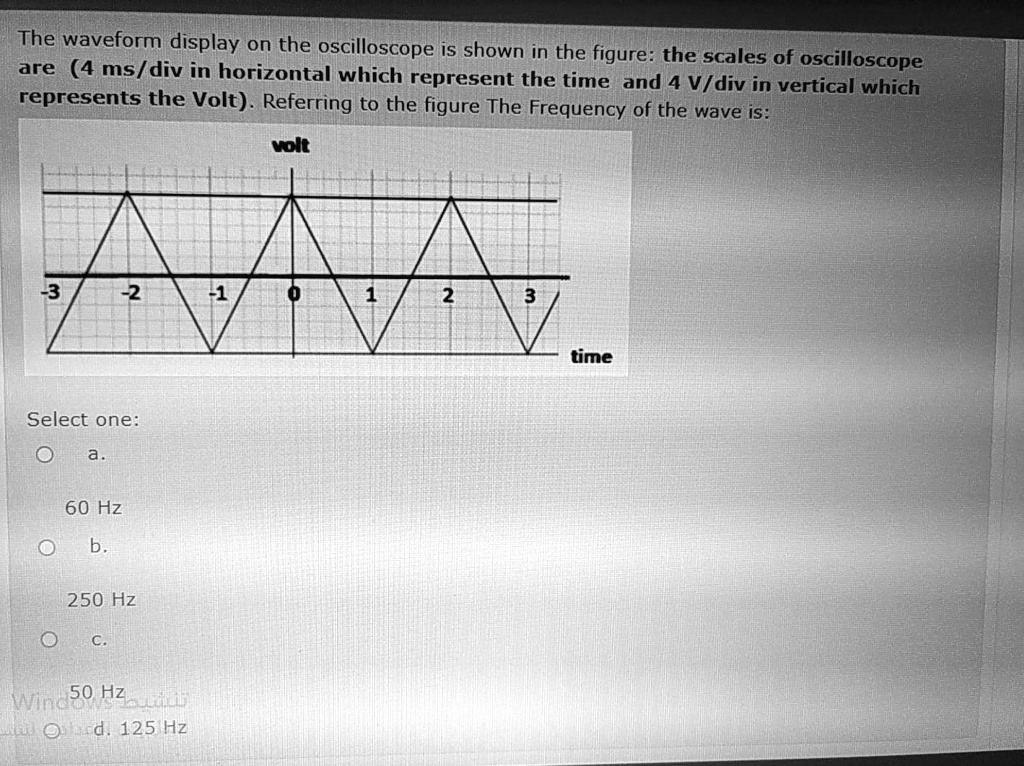 SOLVED: The waveform display of the oscilloscope is shown in the figure: the scales of the ...