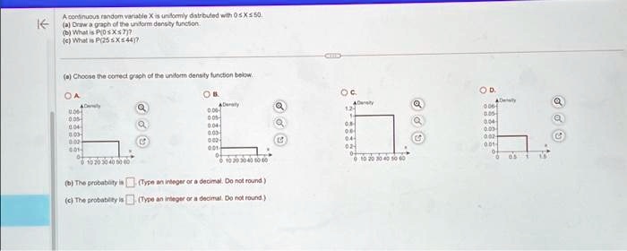 SOLVED: Texts: A continuous random variable X is uniformly distributed ...