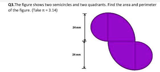 the the figure shows two semi circles and two quadrants find the area ...