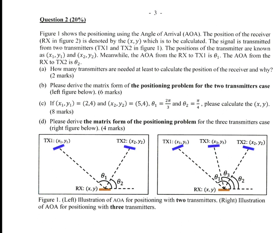 question 2 20 figure 1 shows the positioning using the angle of arrival ...