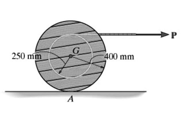 SOLVED: The spool has a mass of 110 kg and a radius of gyration of kG = 0.3 m. Part A If the ...