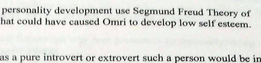 SOLVED: Using your knowledge of personality development, use Sigmund ...