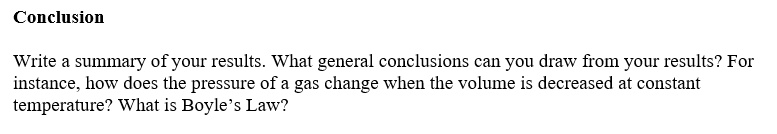 SOLVED: Conclusion Write summary of your results. What general ...