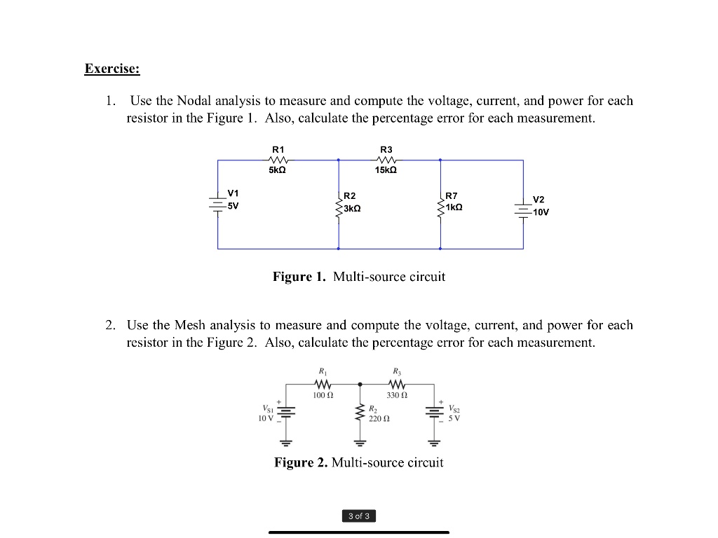 Exercise 1 Use The Nodal Analysis To Measure And Compute The Voltage