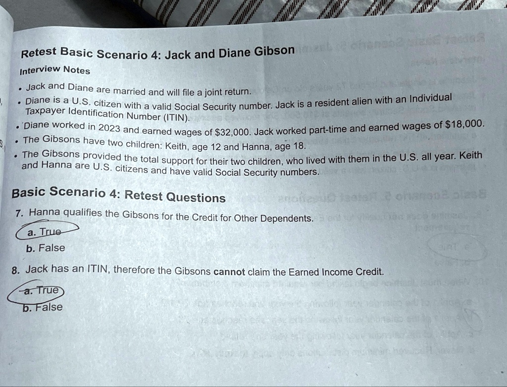 Retest Basic Scenario 4: Jack and Diane Gibson Interview Notes Jack and ...