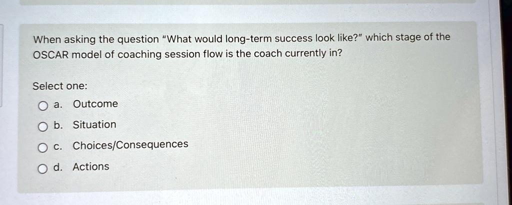 When asking the question "What would long-term success look...