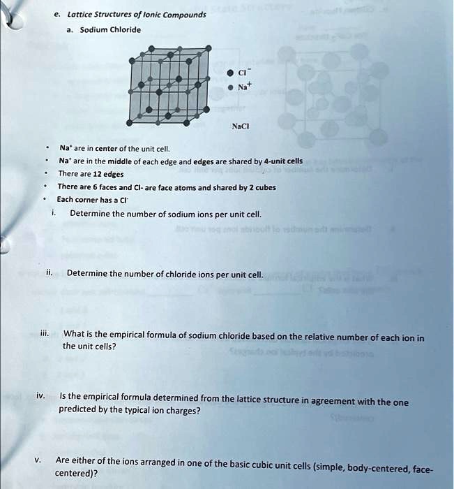 SOLVED: Lattice Structures of Ionic Compounds: Sodium Chloride NaCl Na+ ions are at the center ...