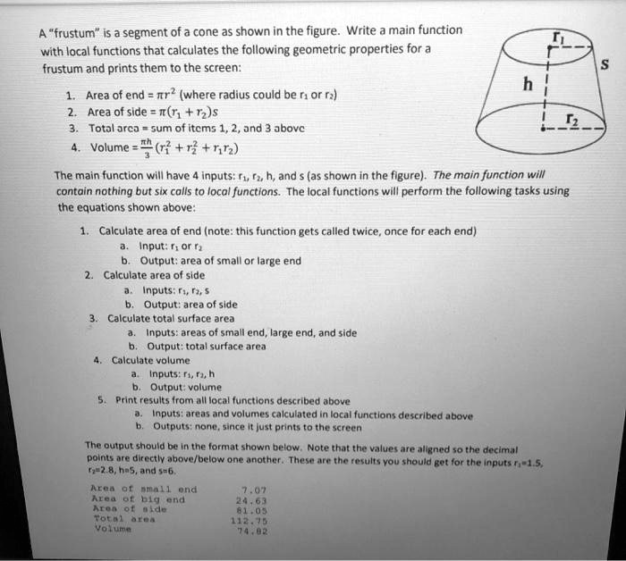 SOLVED:A "frustum" is a segment of a cone as shown in the figure Write ...