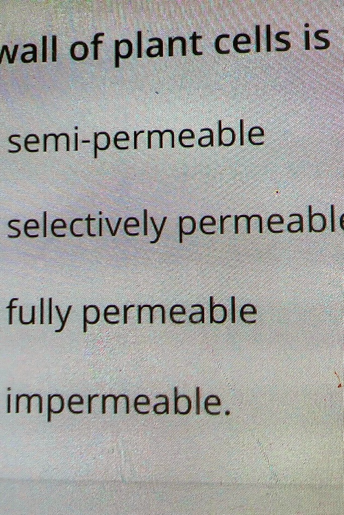 SOLVED: 'cell wall of plant cells is vall of plant cells is semi ...
