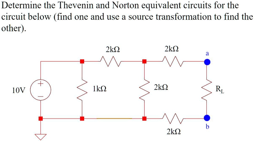 Determine the Thevenin and Norton equivalent circuits for the circuit below (find one and use a ...