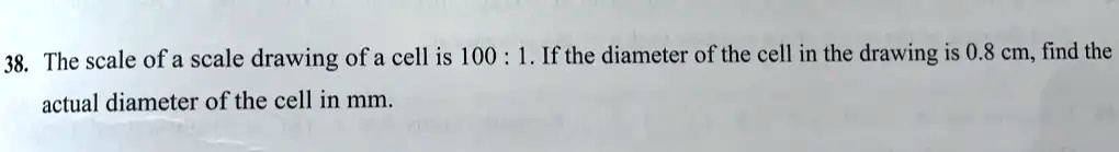 SOLVED: 38. The scale of a scale drawing of a cell is 100 1, If the ...