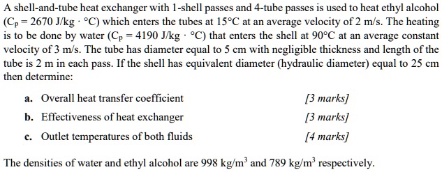 A shell-and-tube heat exchanger with 1-shell passes and 4-tube passes ...