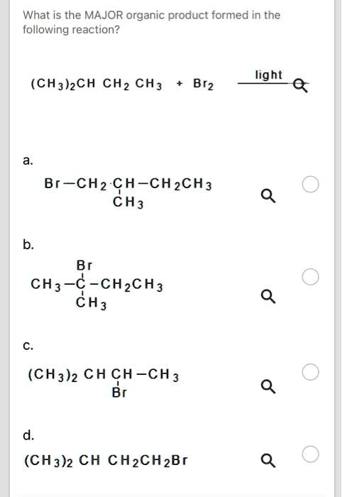 What is the MAJOR organic product formed in the following reaction ...