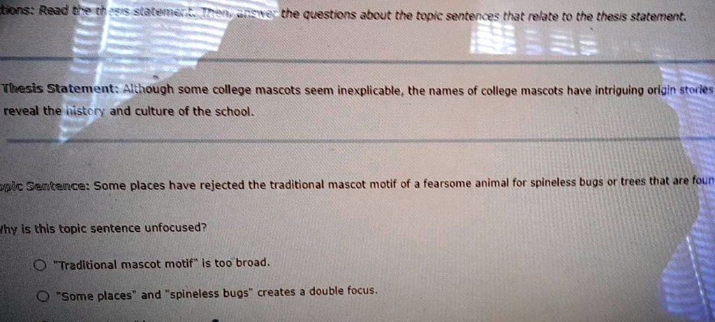 ctions: Read the thesis statement. Then, answer the questions about the ...