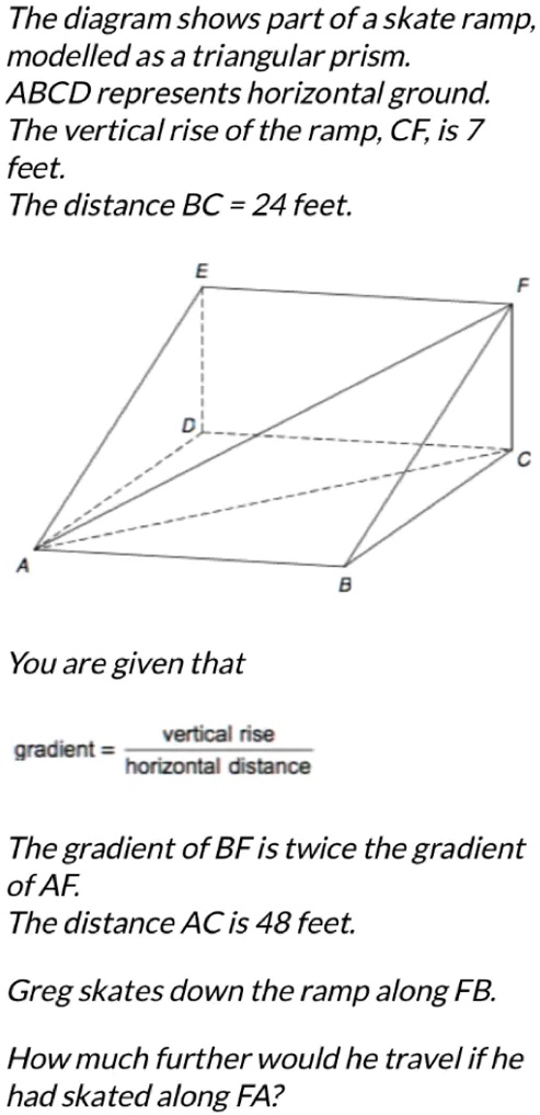 the diagram shows part ofaskate ramp modelled asa triangular prism abcd represents horizontal ...