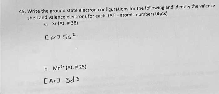 Solved Write The Ground State Electron Configurations For The