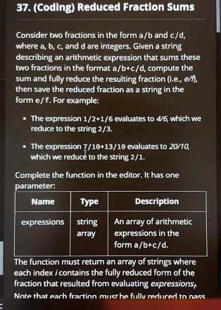SOLVED: 37. (Coding) Reduced Fraction Sums Consider two fractions in the form a/b and c/d, where ...