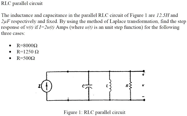 SOLVED: RLC Parallel Circuit The inductance and capacitance in the ...