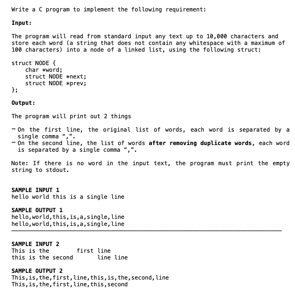 Write A C Program To Implement The Following Requirement Input The 9670