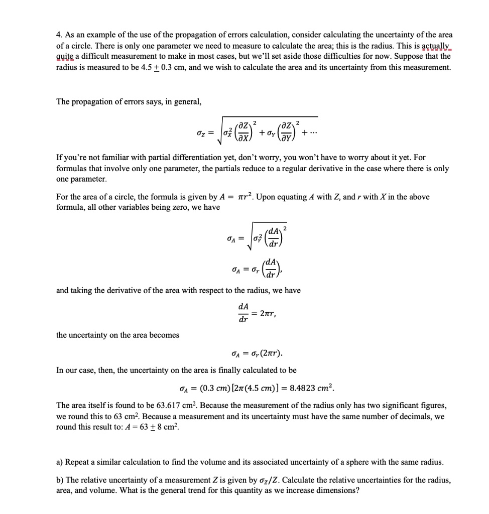 Error Propagation Differentiation