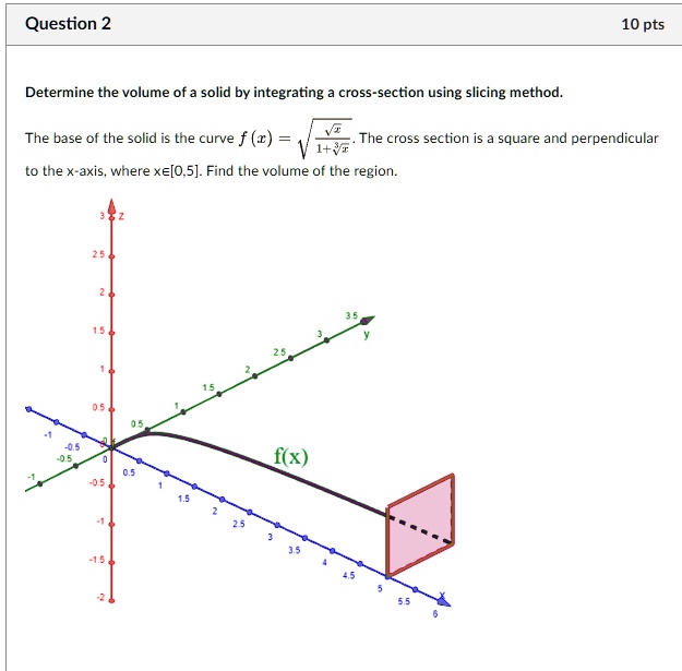 Question 2 Determine The Volume Of A Solid By Integrating A Cross Section Using Slicing Method