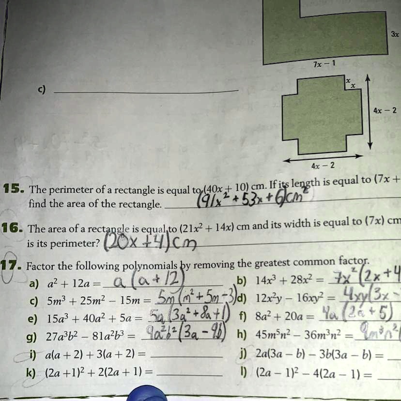 need help with i j k and l due tomorrow is equal to 7x 15 the perimeter ...