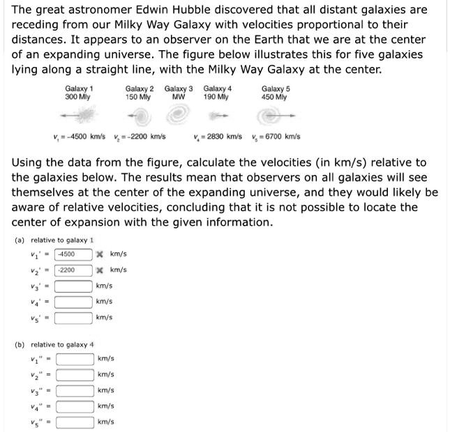 the great astronomer edwin hubble discovered that all distant galaxies ...