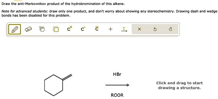 Draw the anti-Markovnikov product of the hydrobromination of this ...