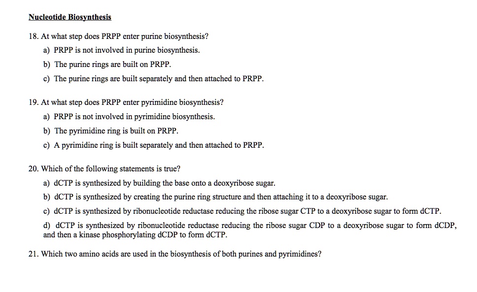 Nucleotide biosynthesis 18 at what step does prpp enter...