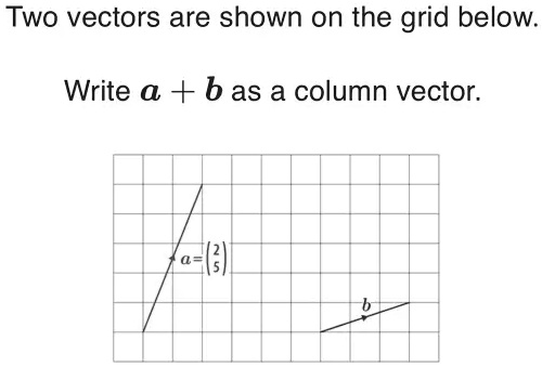 SOLVED: Two vectors are shown on the grid below: Write a + b as a ...
