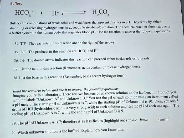 Buffers HCO?? + H? H?CO? Buffers are combinations of weak acids and weak bases that prevent ...