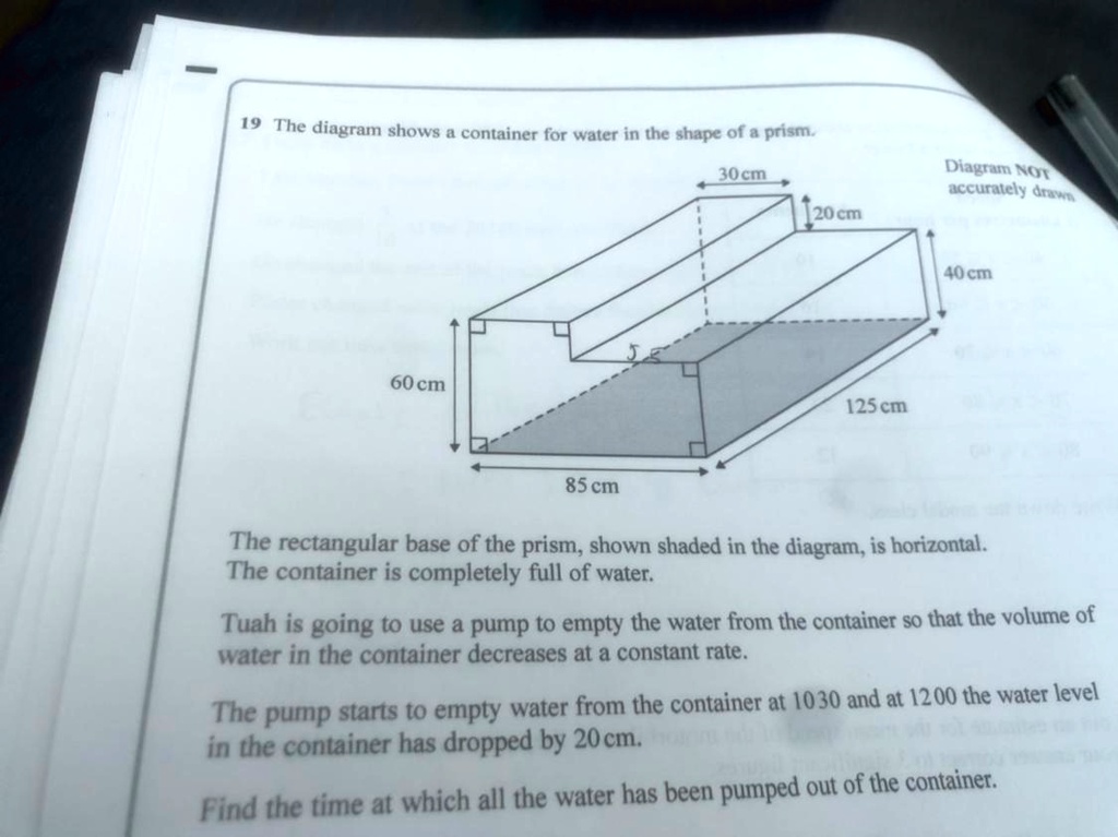 SOLVED: Help, please. Thanks, and I will thank you. 19. The diagram shows a container for water ...