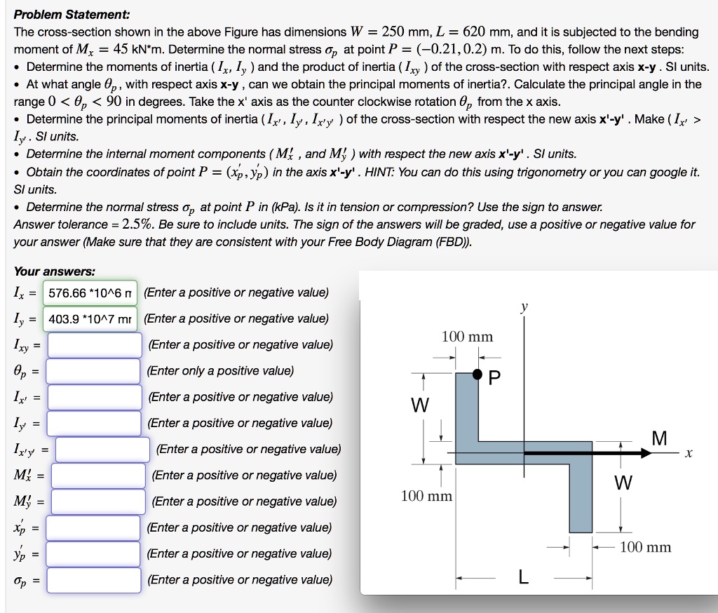 SOLVED: Problem Statement: The cross-section shown in the above Figure has dimensions W = 250 mm ...
