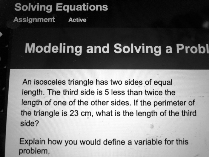 SOLVED: Solving Equations Assignment Active Modeling and Solving a ...